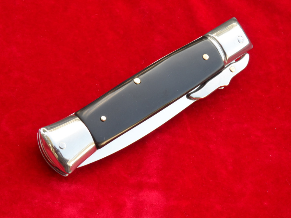 8" Swinguard Leverlock Stiletto body switchblade knife Black Acrylic ...