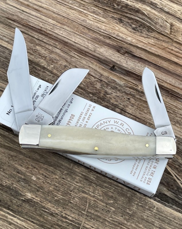 CASE XX ** 2024 SMOOTH NATURAL BONE FLAG SHIELD CS LARGE STOCKMAN