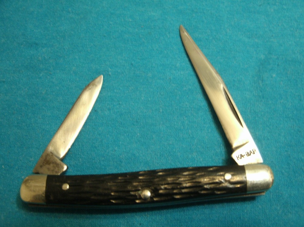 VINTAGE KABAR KA-BAR USA 2 BLADE STOCKMAN FOLDING POCKET KNIFE KNIVES OLD