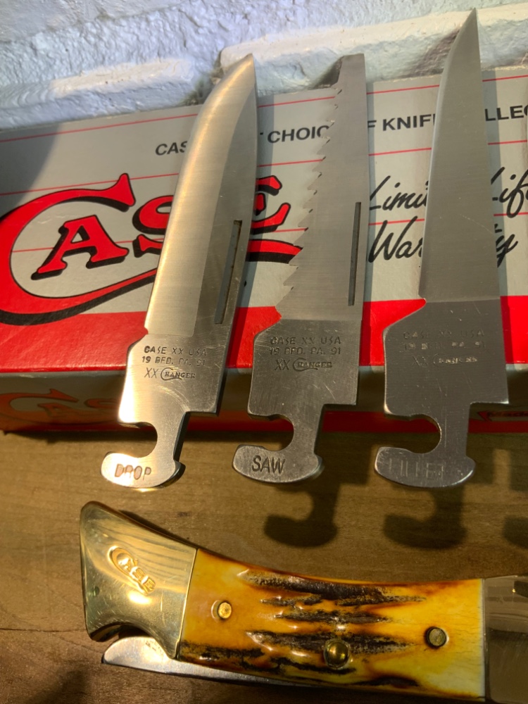 Case XX 1991 Beautiful Gnarly Stag X-Changer & 4 Blades stamped Same ...