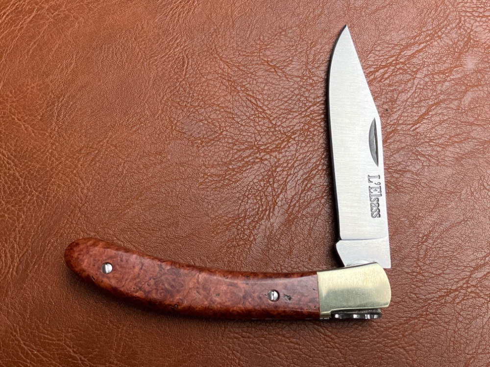 L' Elsass Traditional French folding Knife with Rare Thuya Burl Wood ...