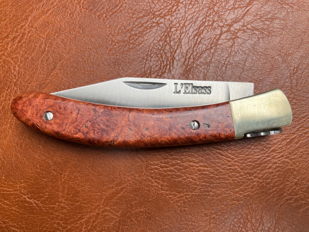 L' Elsass Traditional French folding Knife with Rare Thuya Burl Wood ...
