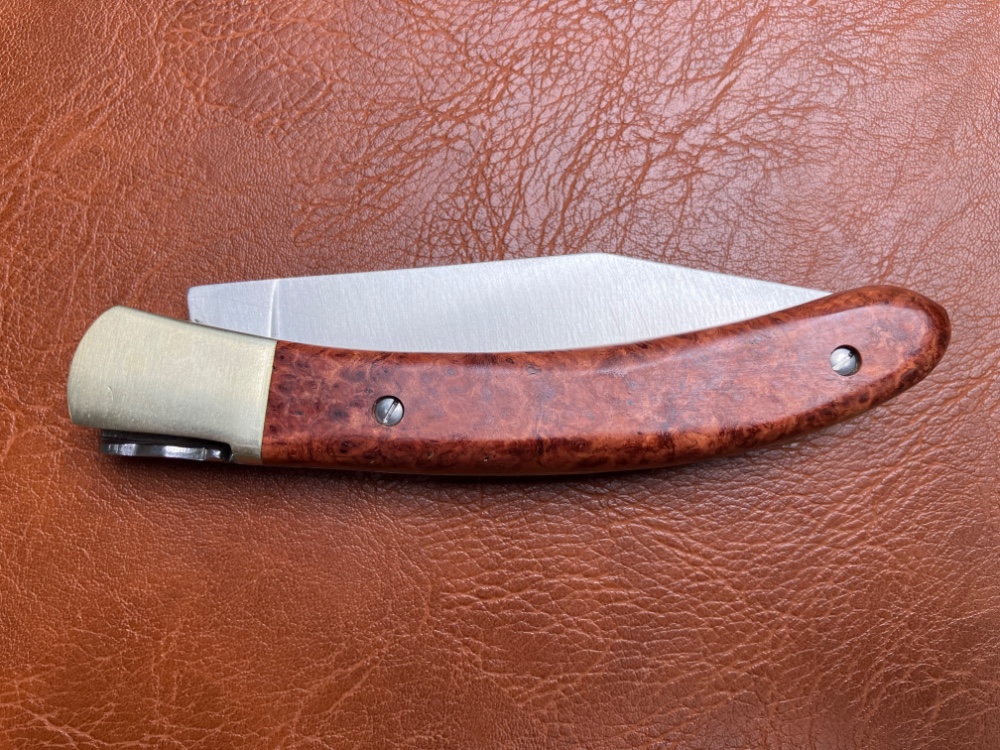 L' Elsass Traditional French folding Knife with Rare Thuya Burl Wood ...