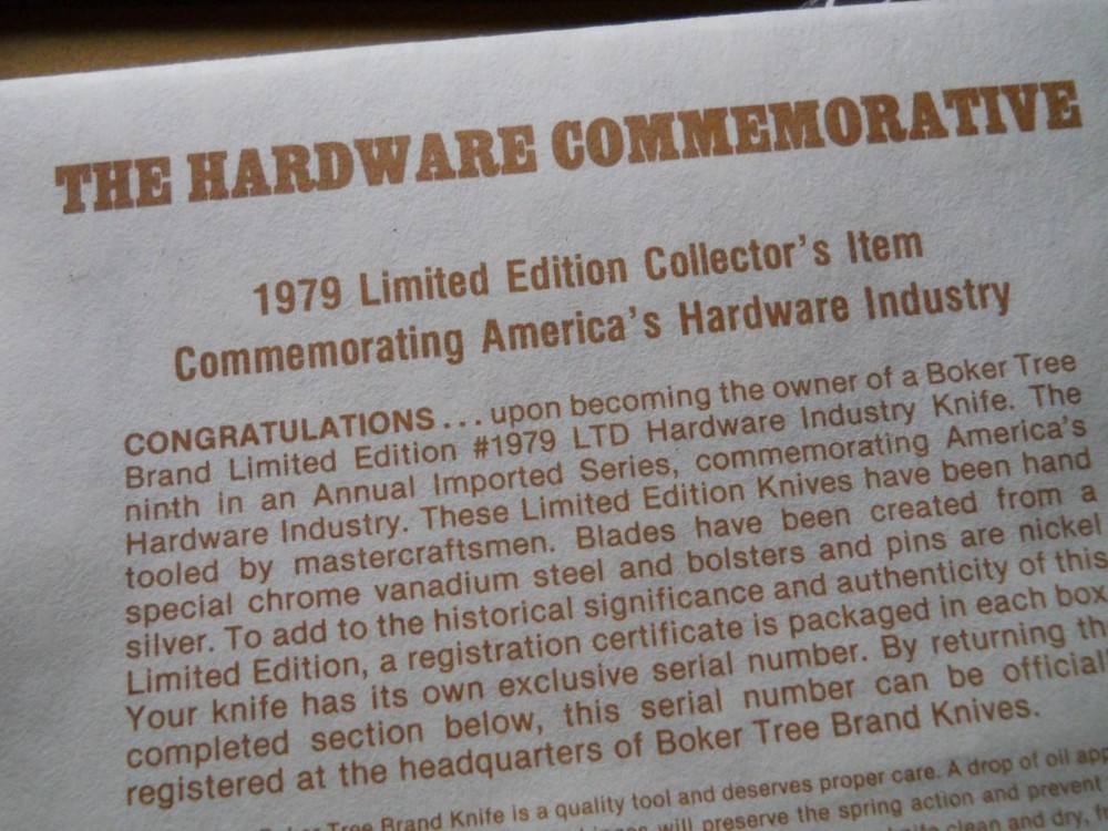 German Boker Hardware Store Commemorative Knife