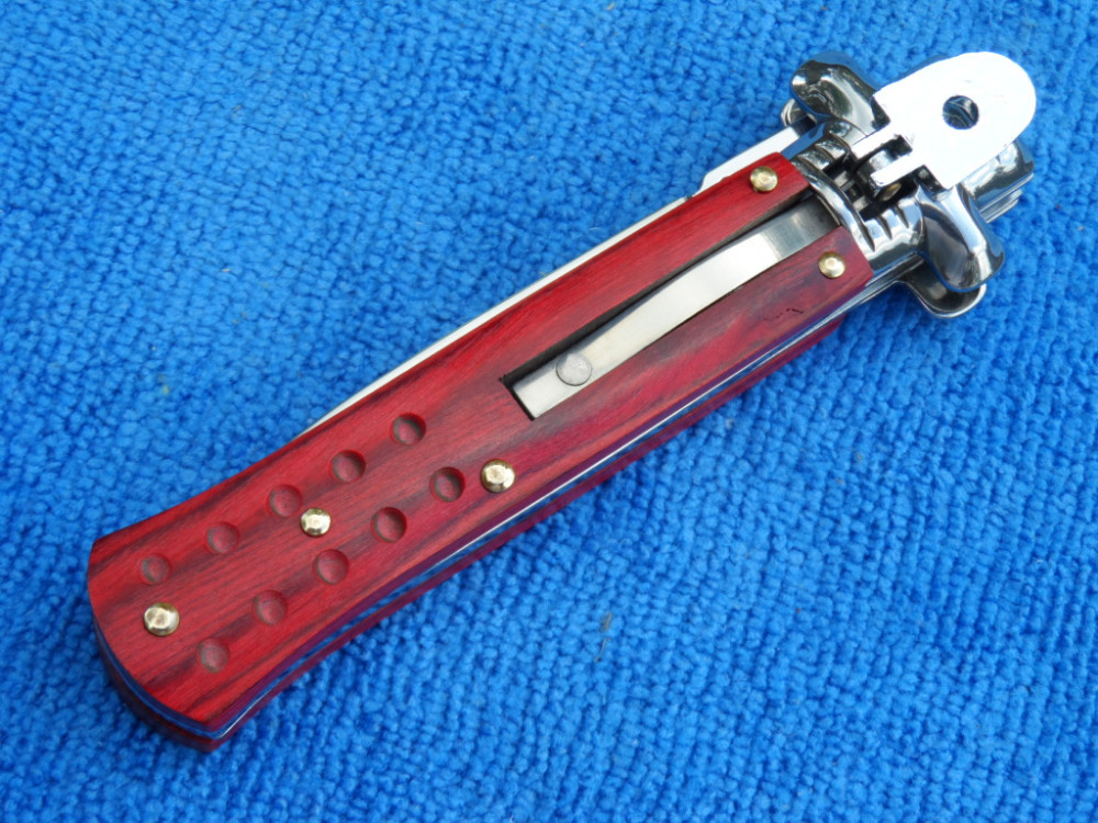 7.5" Leverlock Stiletto switchblade knife rosewood Handles