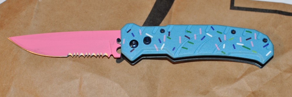 Switchblade 4 1/2" Closed Mint New Blue With Sprinkles Pocket Clip ...