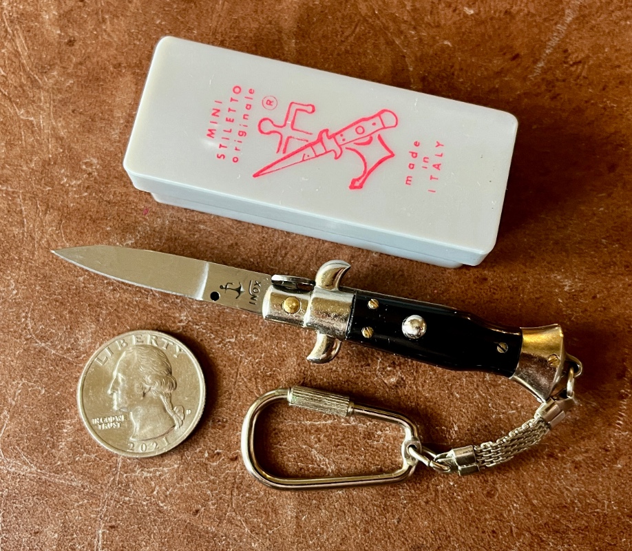Miniature Keychain Switchblade Knife, Original Box, Italy, Unused