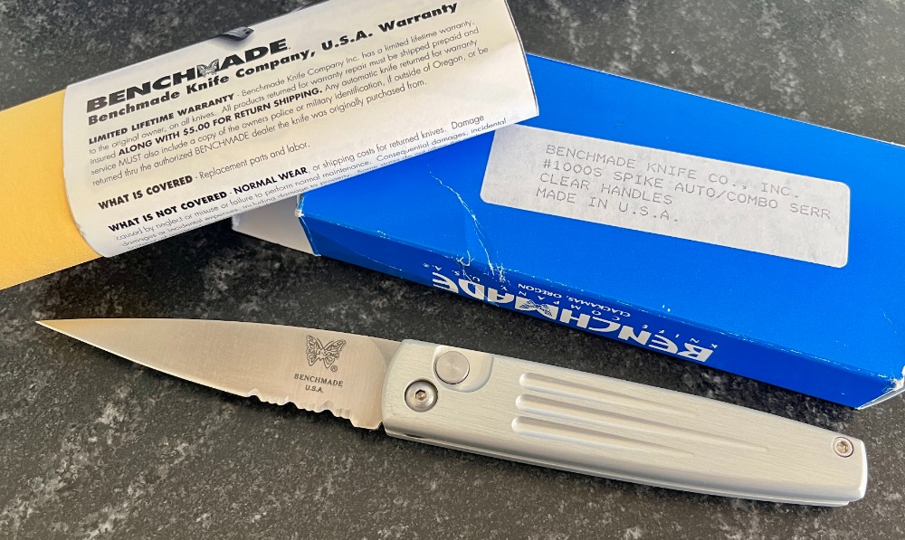 Benchmade Spike Switchblade Knife, Model 1000S, Clear Handles, Unused