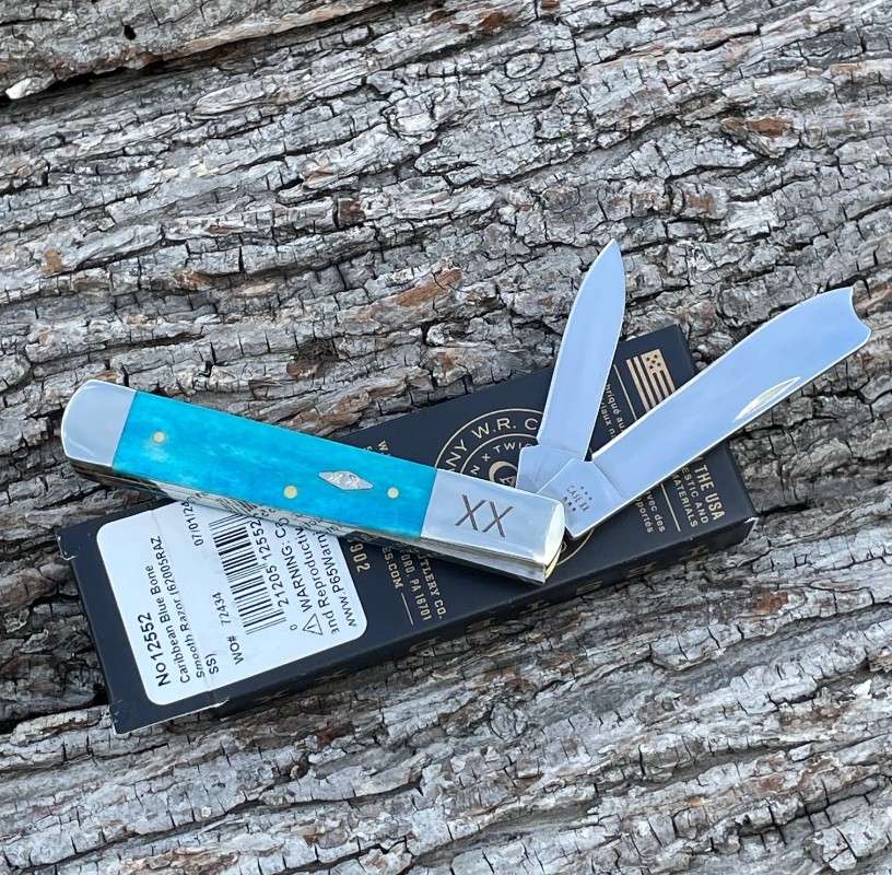 CASE XX ** SFO 2024 SMOOTH BONE CARIBBEAN BLUE DIAMOND SHIELD XX RAZOR