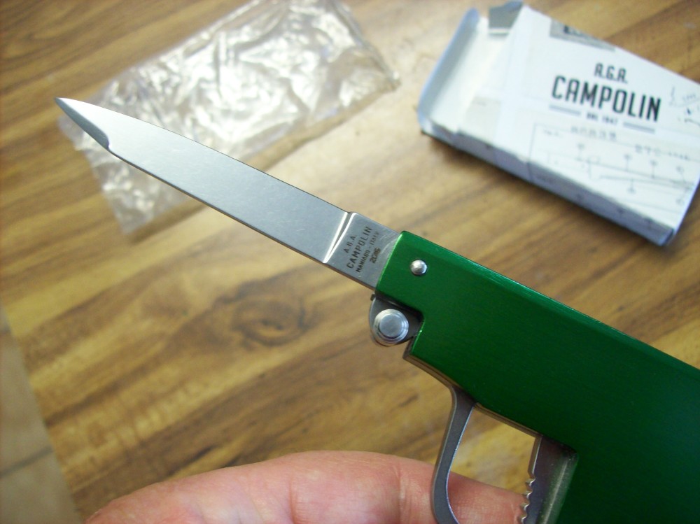A.G.A. Campolin Rare Italian Gun Knife in Green Circa 2019 UNUSED W/Box