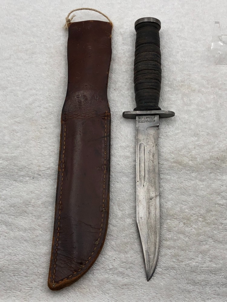 Vintage Kutmaster Stacked Leather Handle Fighting Knife