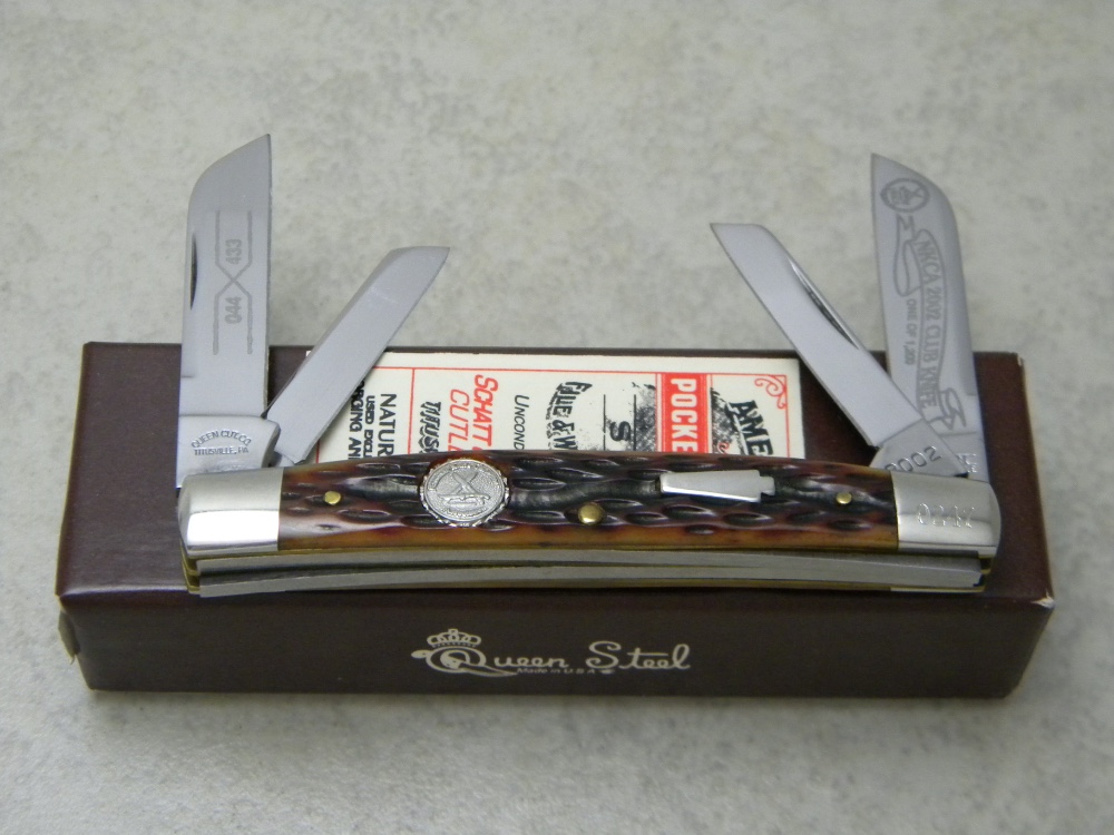 Schatt & Morgan Queen USA Bone 2002 Congress NKCA Club Knife NIB