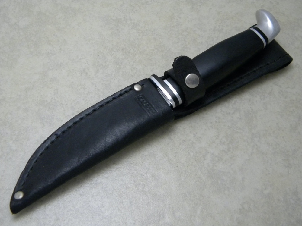 Case XX USA 1960's-70's Black 2 FINN Fixed Blade Sheath Knife