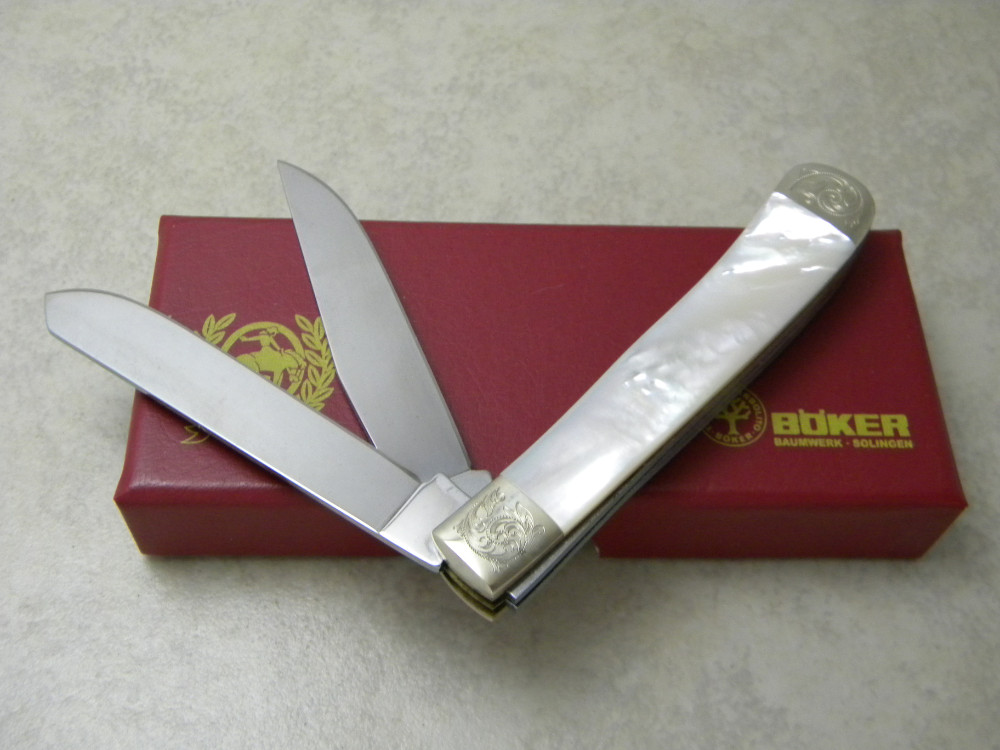 Boker Solingen Germany Pearl "Cinch" Trapper Knife NIB
