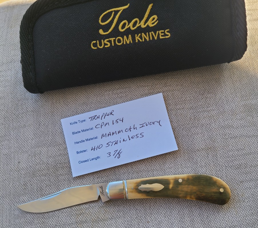 Bobby Toole Bark Mammoth Ivory Trapper..Cpm154..3 7/8 closed...integral ...