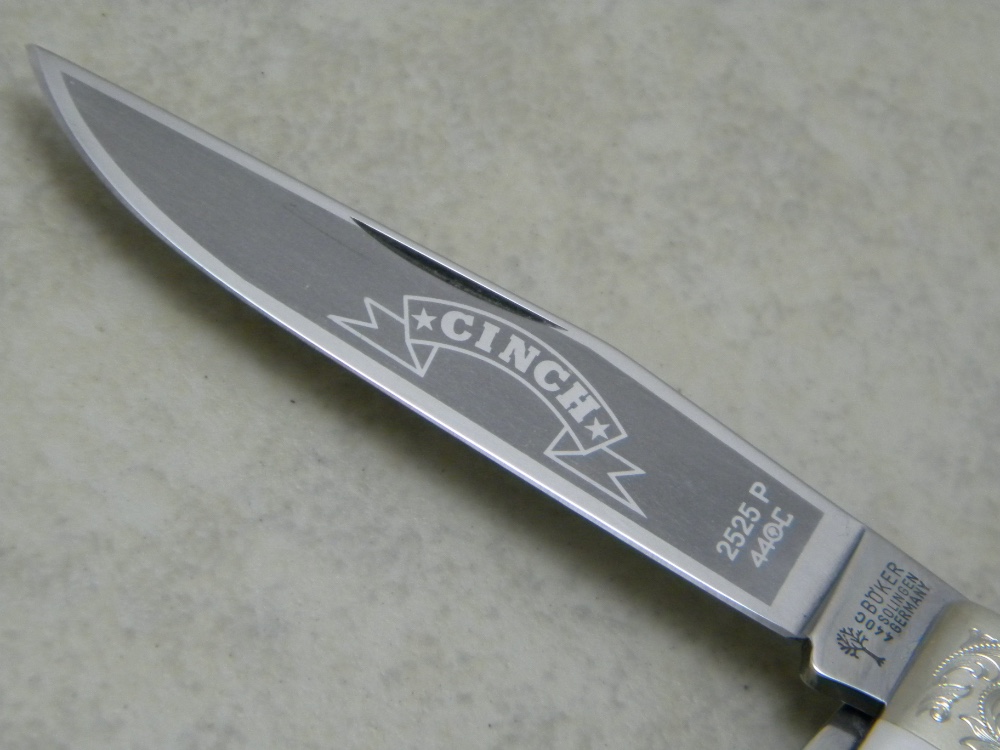 Boker Solingen Germany 440C Tree Brand Pearl 2525 P CINCH Trapper Knife NIB