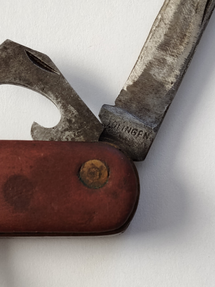 Solingen--Wooden Handle Vintage German Multi-tool Pocket Knife