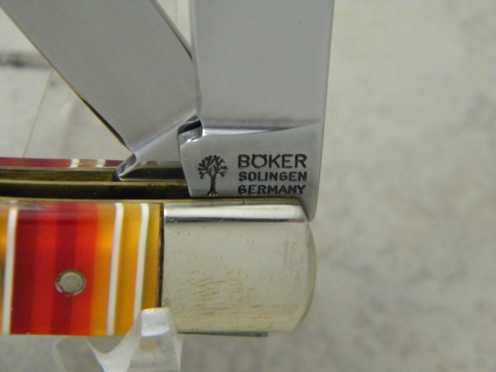 Boker Solingen Germany Tree Brand 2525 Candy Stripe Trapper Knife in Box