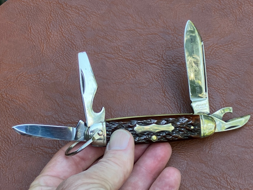 John Primble Belknap Boker USA Scout or Camp Knife with full Blade Etch!