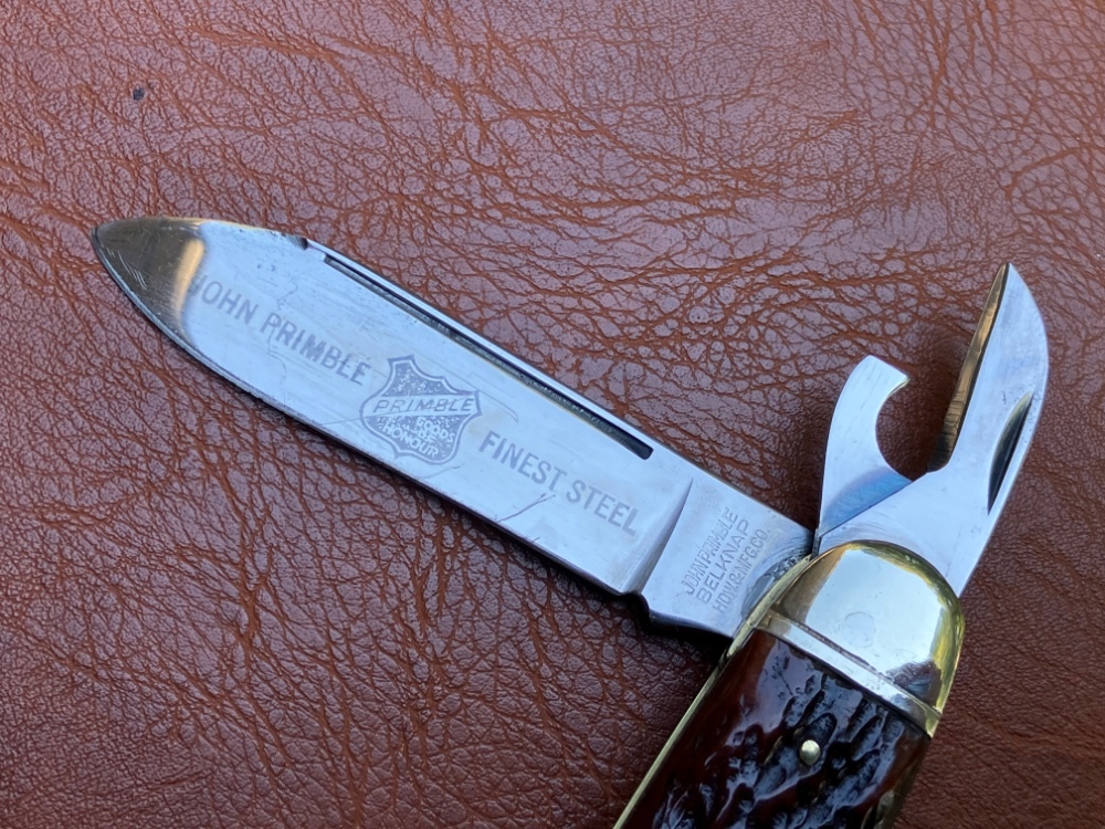 John Primble Belknap Boker USA Scout or Camp Knife with full Blade Etch!