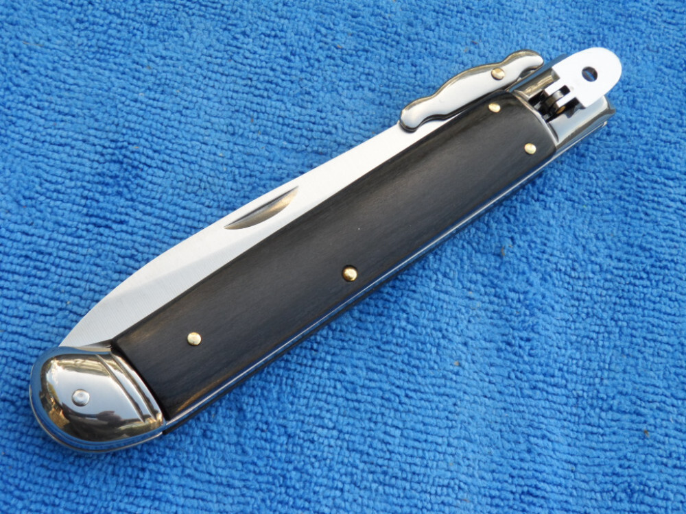 11" Swinguard Leverlock switchblade knife ebonywood Handles