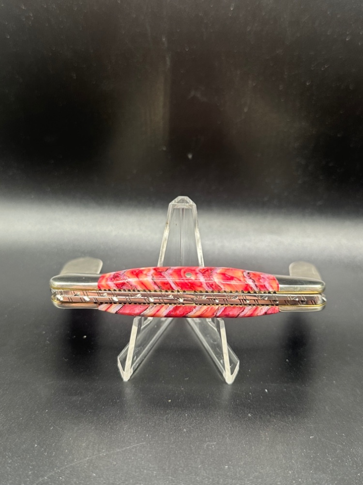 Case Canoe Mammoth ivory Raindrop Damascus red tooth custom