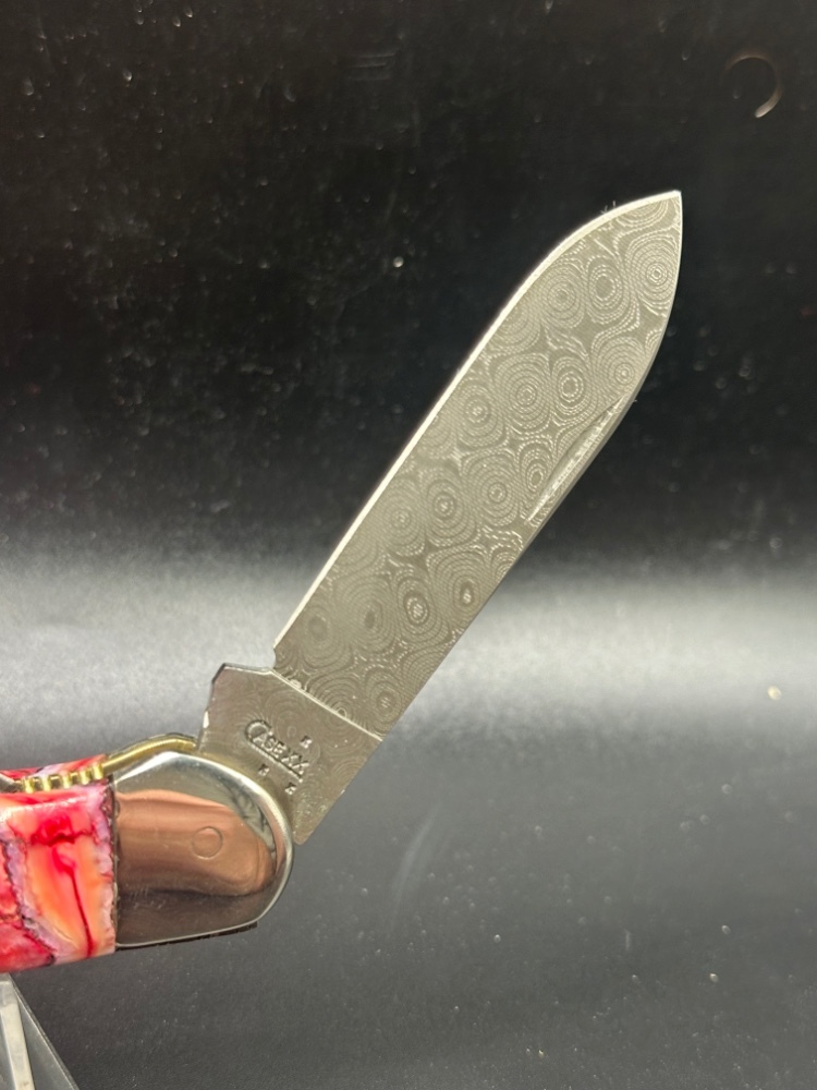 Case Canoe Mammoth ivory Raindrop Damascus red tooth custom