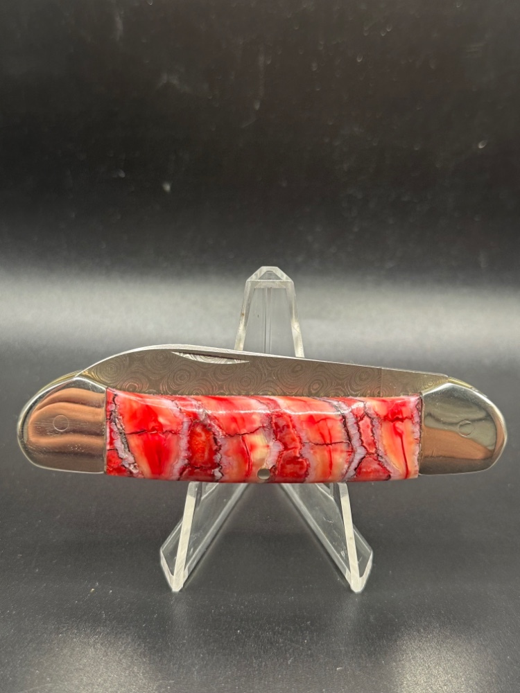 Case Canoe Mammoth ivory Raindrop Damascus red tooth custom