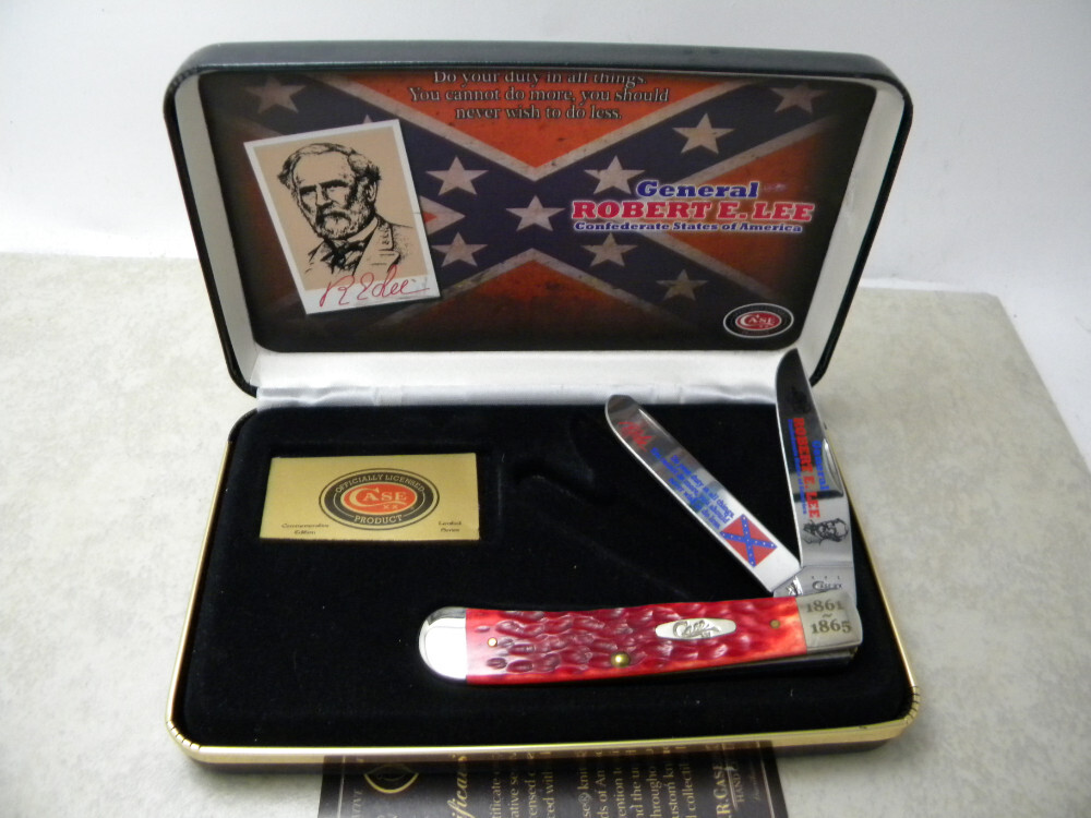 Case XX USA Dark Red Bone 6254 Gen. Robert E. Lee Trapper Knife in ...