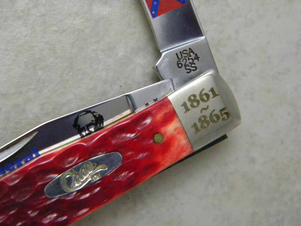 Case XX USA Dark Red Bone 6254 Gen. Robert E. Lee Trapper Knife in ...