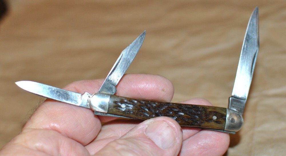 Western B364 Split Back Spring Picked Bone 3 Blade Serpentine Whittler ...