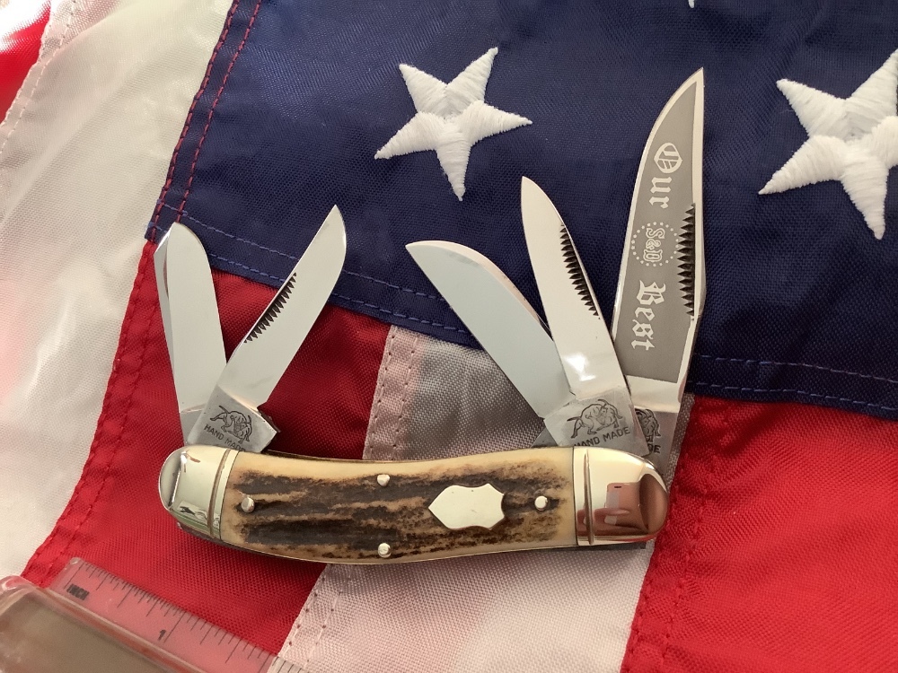 1st Gen 1984 Bulldog Brand “Our Best” S&D 5 Blade Sowbelly Stockman w ...