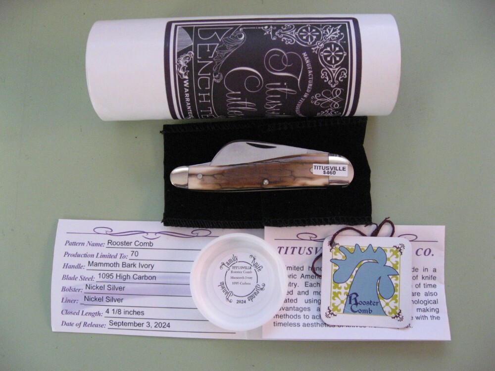 DANIELS FAMILY KNIFE BRANDS-TITUSVILLE CUTLERY-ROOSTER COMB MAMMOTH ...