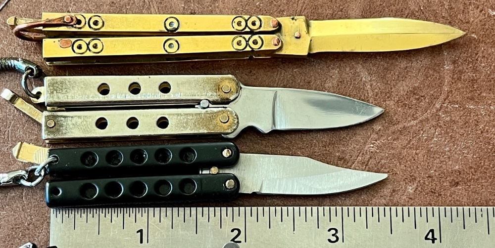 3 Vintage Mini Keychain Balisong Butterfly Knives