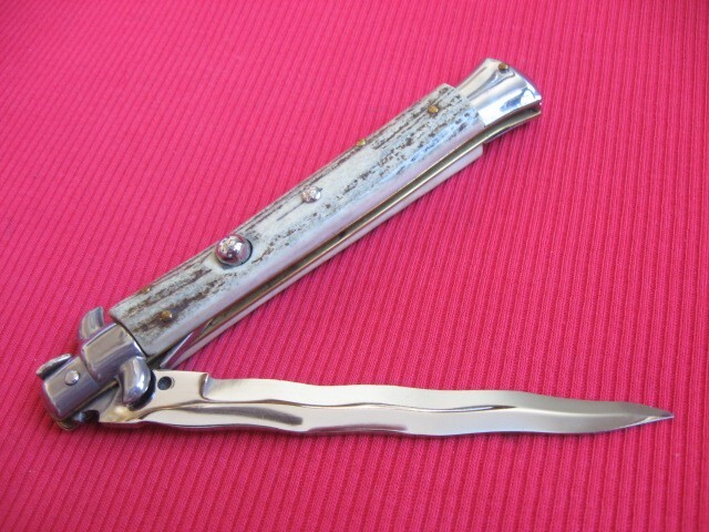 Vintage Italian 1980's 11" WHITE STAG KRISS Stiletto Switchblade Knife.