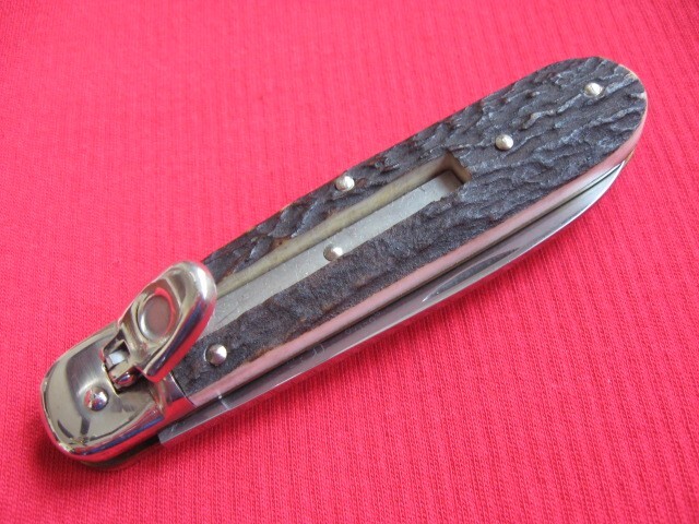 Vintage German BOKER 715R Dark Stag Leverlock Switchblade Knife - Early ...