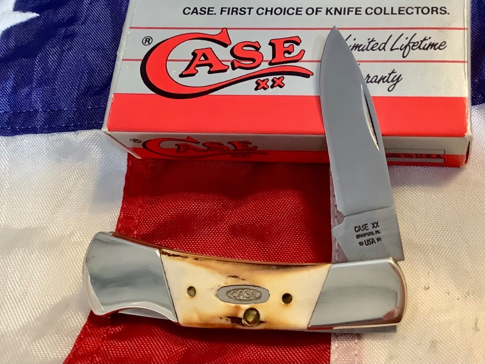 Case xx 1991 Small Lockback Knife Mdl# 51225 LSS w/ Stag Handles -NOS ...