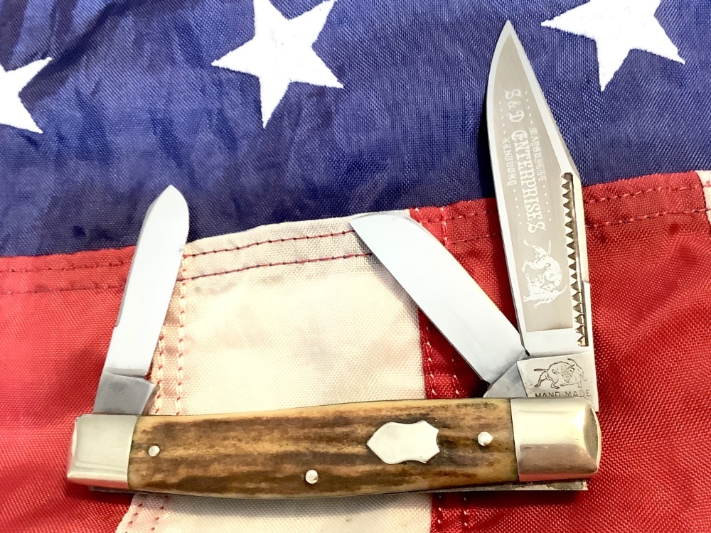 Vintage Bulldog Brand Stockman, Quarter Horseman Blade Etch w/ Sweet ...