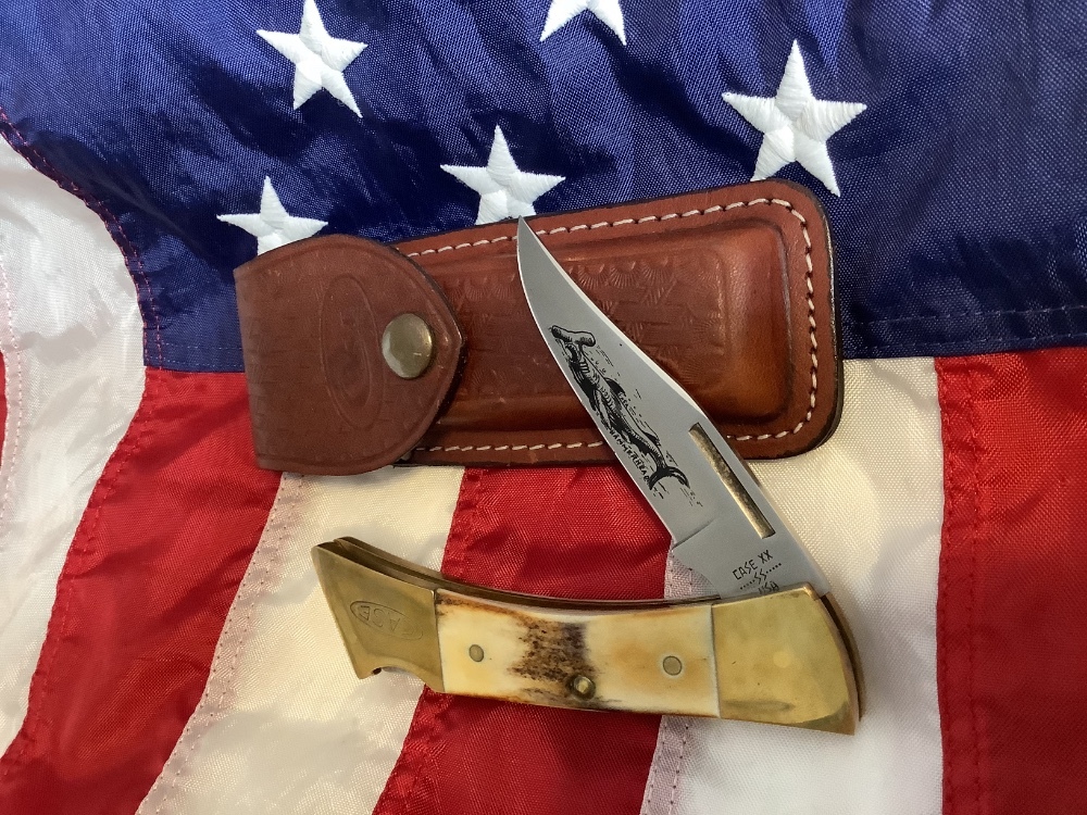 1980 Case xx Hammerhead Shark Folding Hunter w/ Stag Handles (5159 LSSP ...