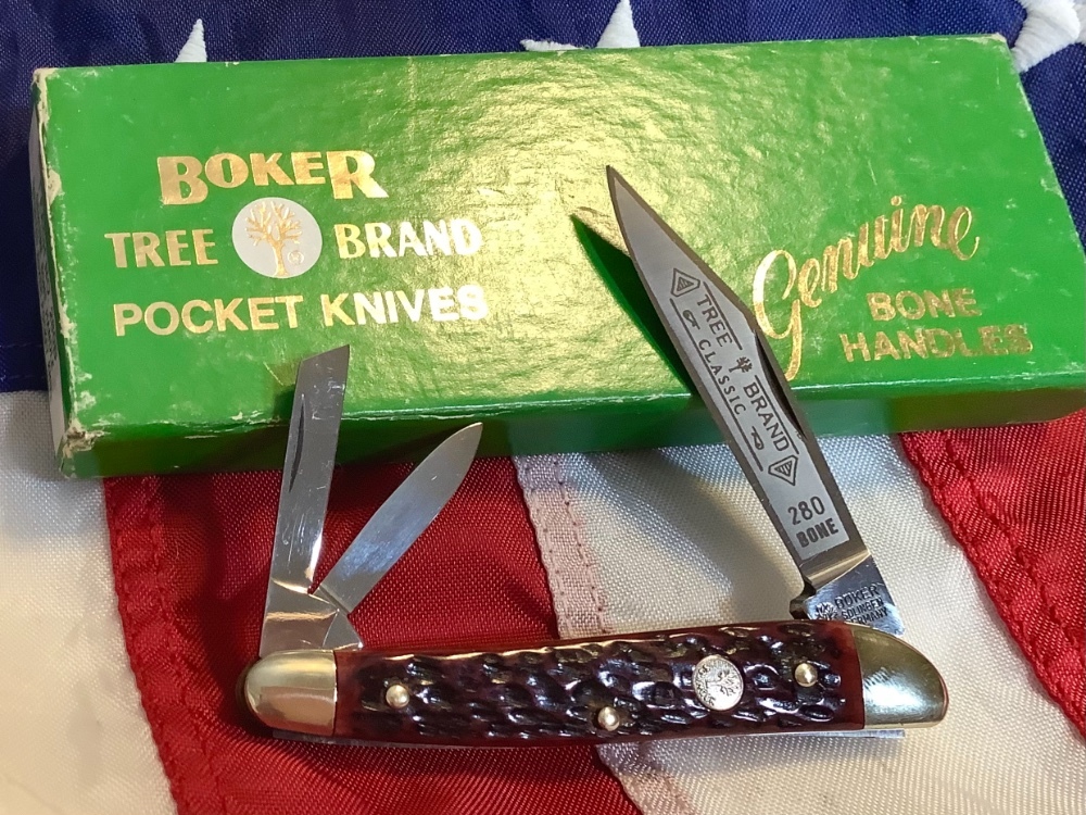 Boker Tree Brand Classic Whittler Pocket Knife w/ Jigged Bone Handles