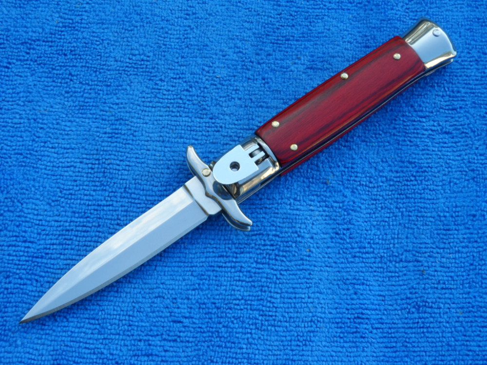 8"SLS-auto (Swinguard Leverlock Stiletto) switchblade knife Rosewood ...
