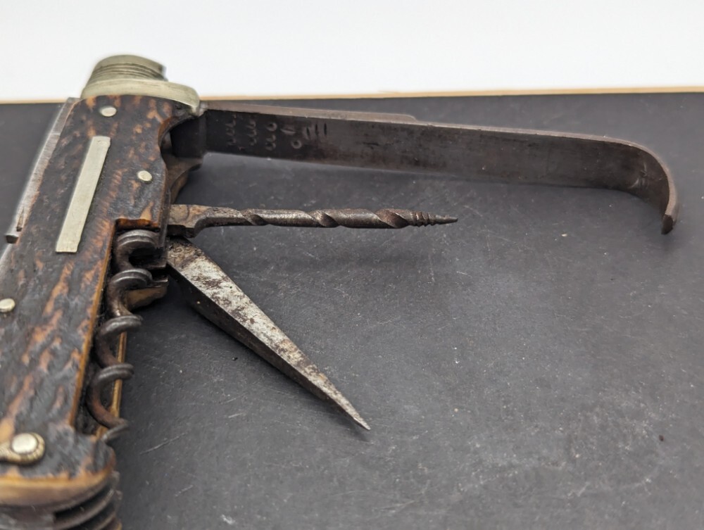 Rare Sheffield Chas Clements Stag Handle Farriers Knife