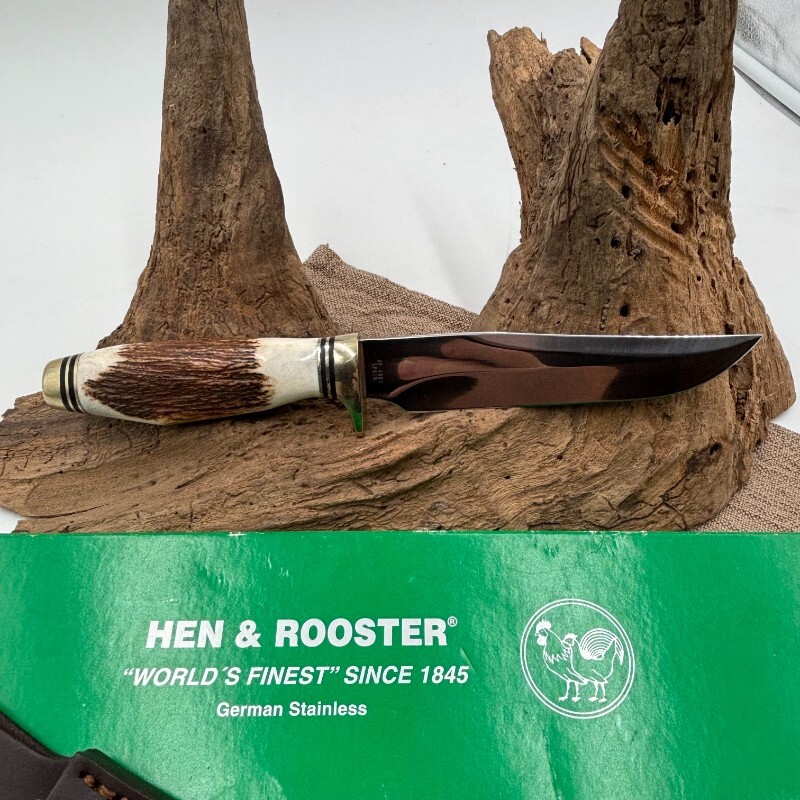Hen & Rooster HR-4801 Deer Stag Fixed 10.25" Bowie Hunter Knife Spain w ...