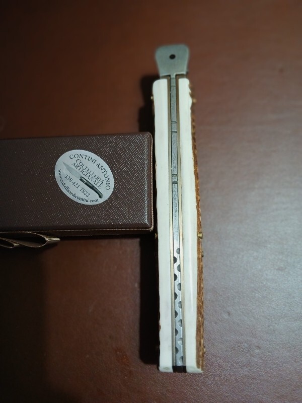THIS 13" ITALIAN STAG DAMASCUS "PICKLOCK" SWINGUARD WAS MADE BY ANTONIO ...