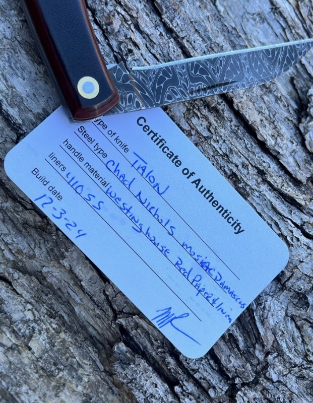 JEFF PEARCE CUSTOM CHAD NICHOLS DAMASCUS TALON *RARE* WESTINGHOUSE RED ...
