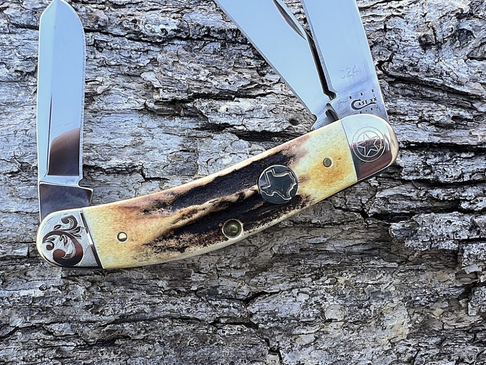 CASE XX 2012 SFO STAG TX SHIELD SCROLLED & NUMBERED SOWBELLY
