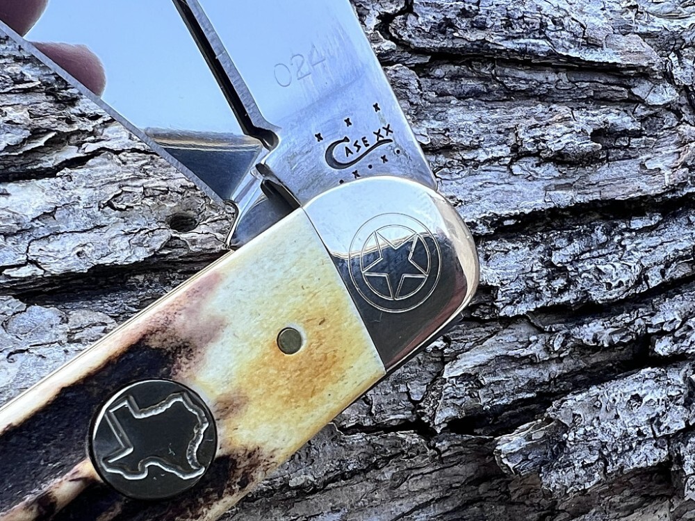 CASE XX 2012 SFO STAG TX SHIELD SCROLLED & NUMBERED SOWBELLY