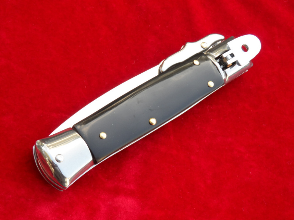 8"SLS- Swinguard Leverlock Stiletto body switchblade knife Black ...