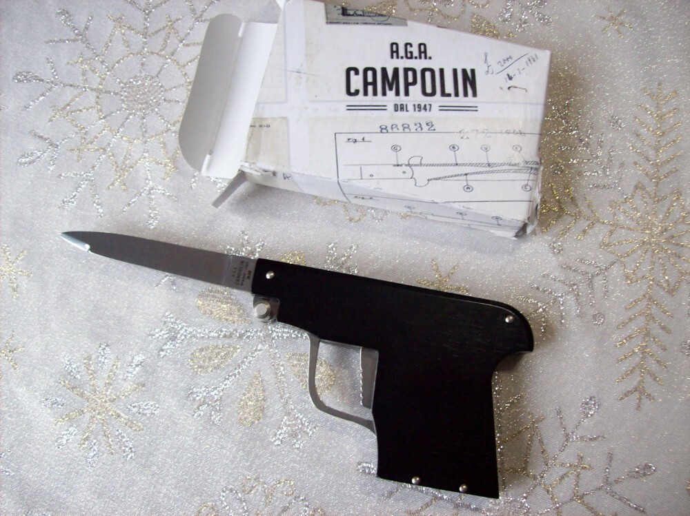 A.G.A. Campolin Rare Italian Gun Knife Black Ebonywood Circa 2019 ...