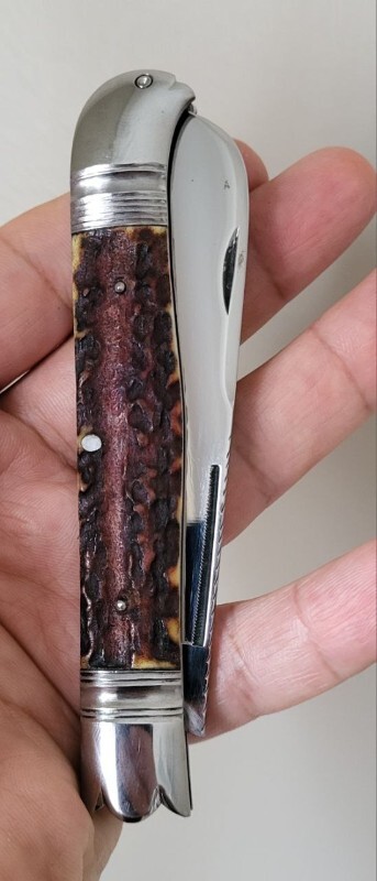 4 1/2" Custom Handmade Bird's Head Bolster Knife, Hammer forged